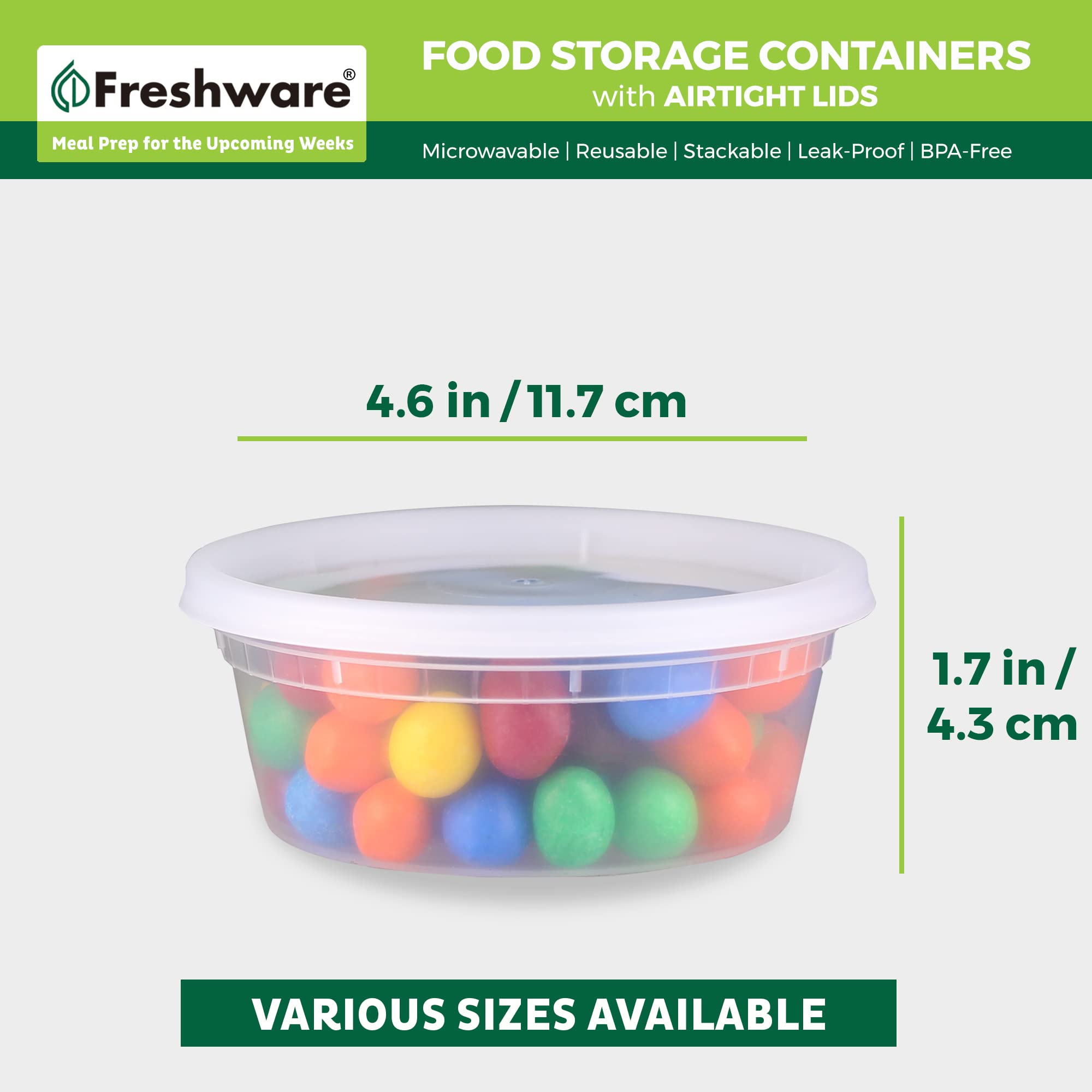 Freshware Food Storage Containers [240 Set] 8 oz Plastic Deli Containers with Lids, Slime, Soup, Meal Prep Containers | BPA Free | Stackable | Leakproof | Microwave/Dishwasher/Freezer Safe