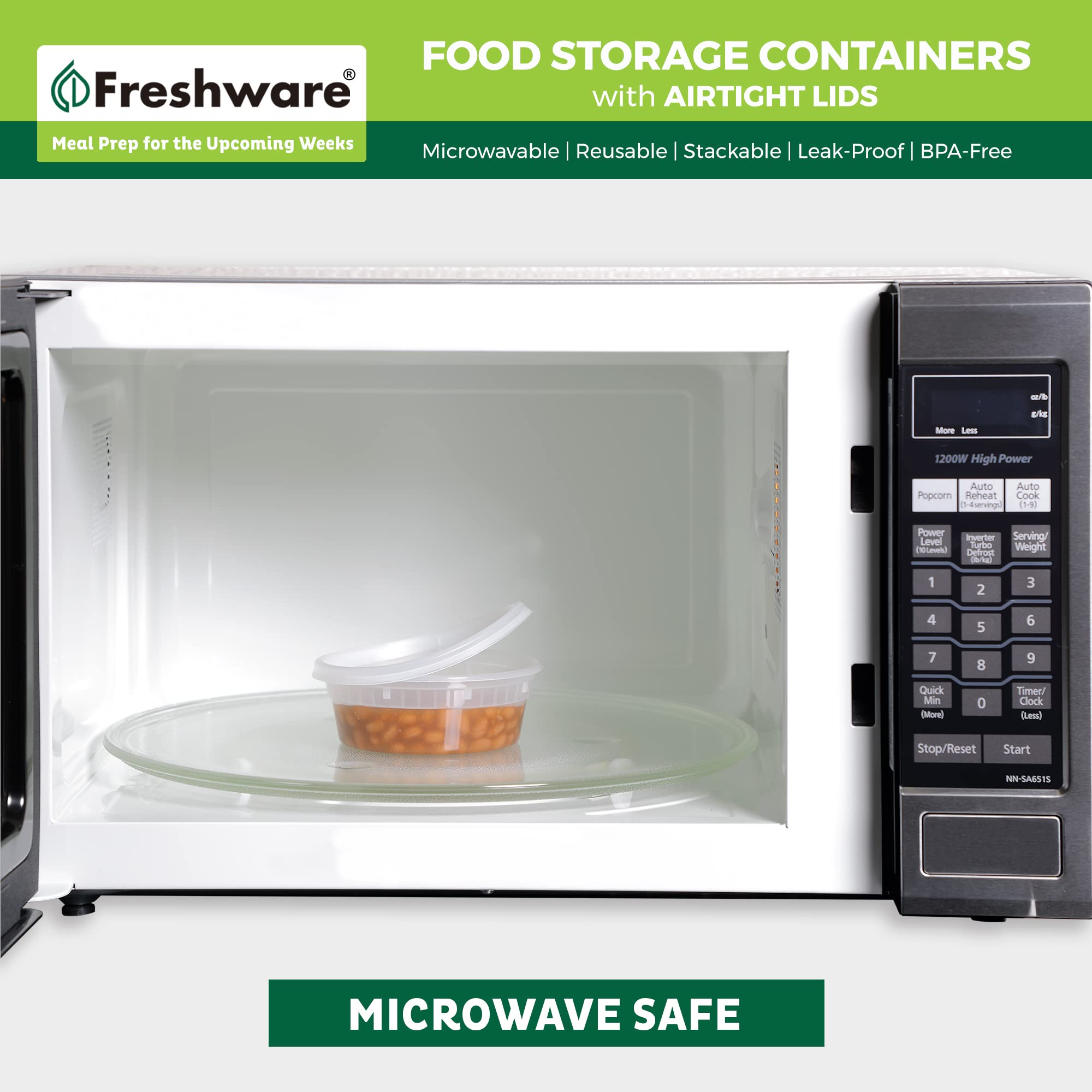 Freshware Food Storage Containers [240 Set] 8 oz Plastic Deli Containers with Lids, Slime, Soup, Meal Prep Containers | BPA Free | Stackable | Leakproof | Microwave/Dishwasher/Freezer Safe