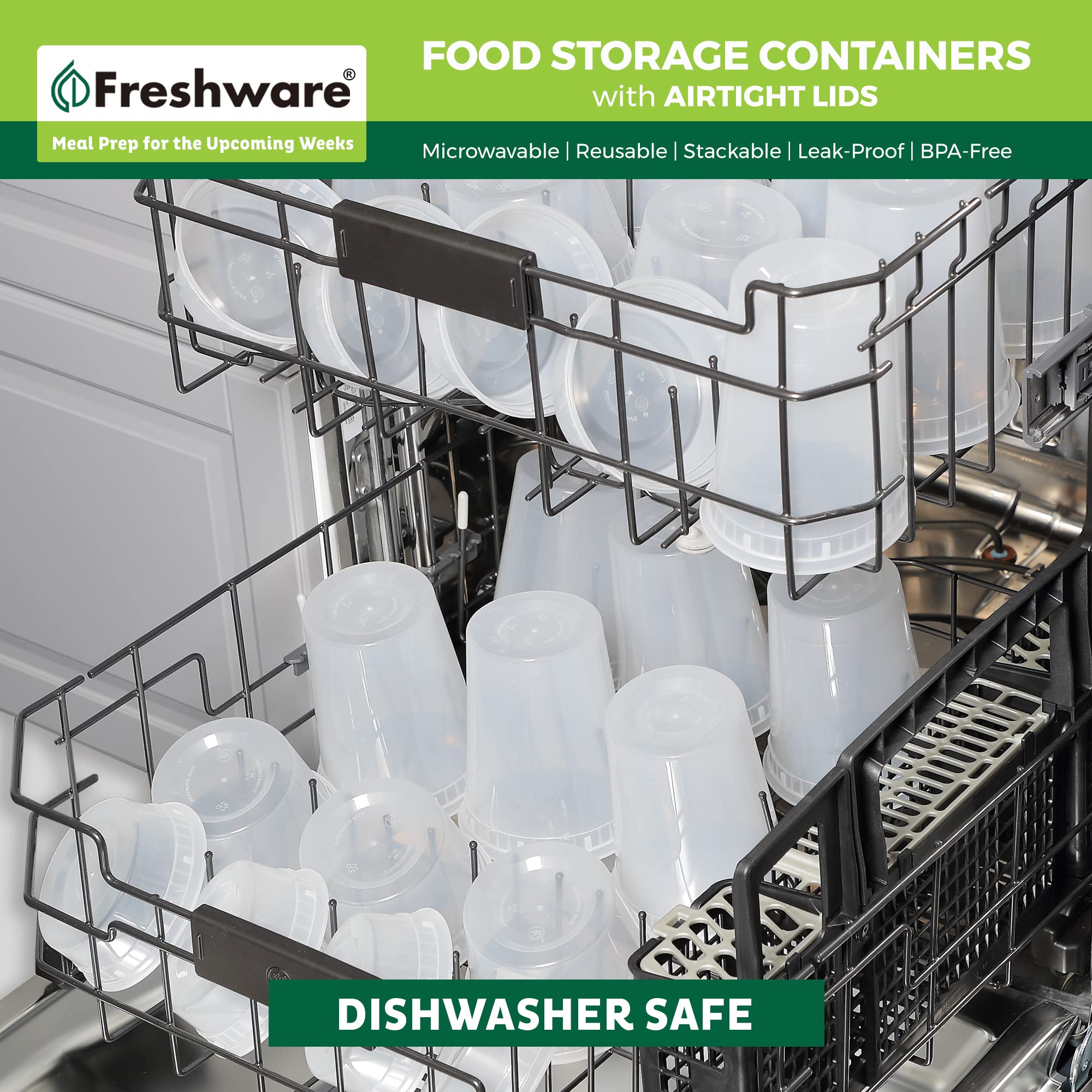 Freshware Food Storage Containers [240 Set] 8 oz Plastic Deli Containers with Lids, Slime, Soup, Meal Prep Containers | BPA Free | Stackable | Leakproof | Microwave/Dishwasher/Freezer Safe