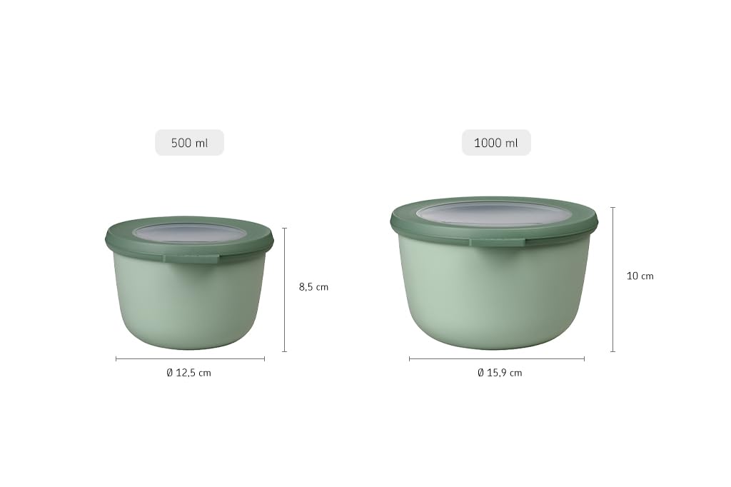 Mepal Cirqula 34oz/1,000ml Bowl Multi Food Storage & Serving Container with Transparent Lids | Perfect for Food Prep | Microwave & Dishwasher Safe | Nordic Black | Made in Holland