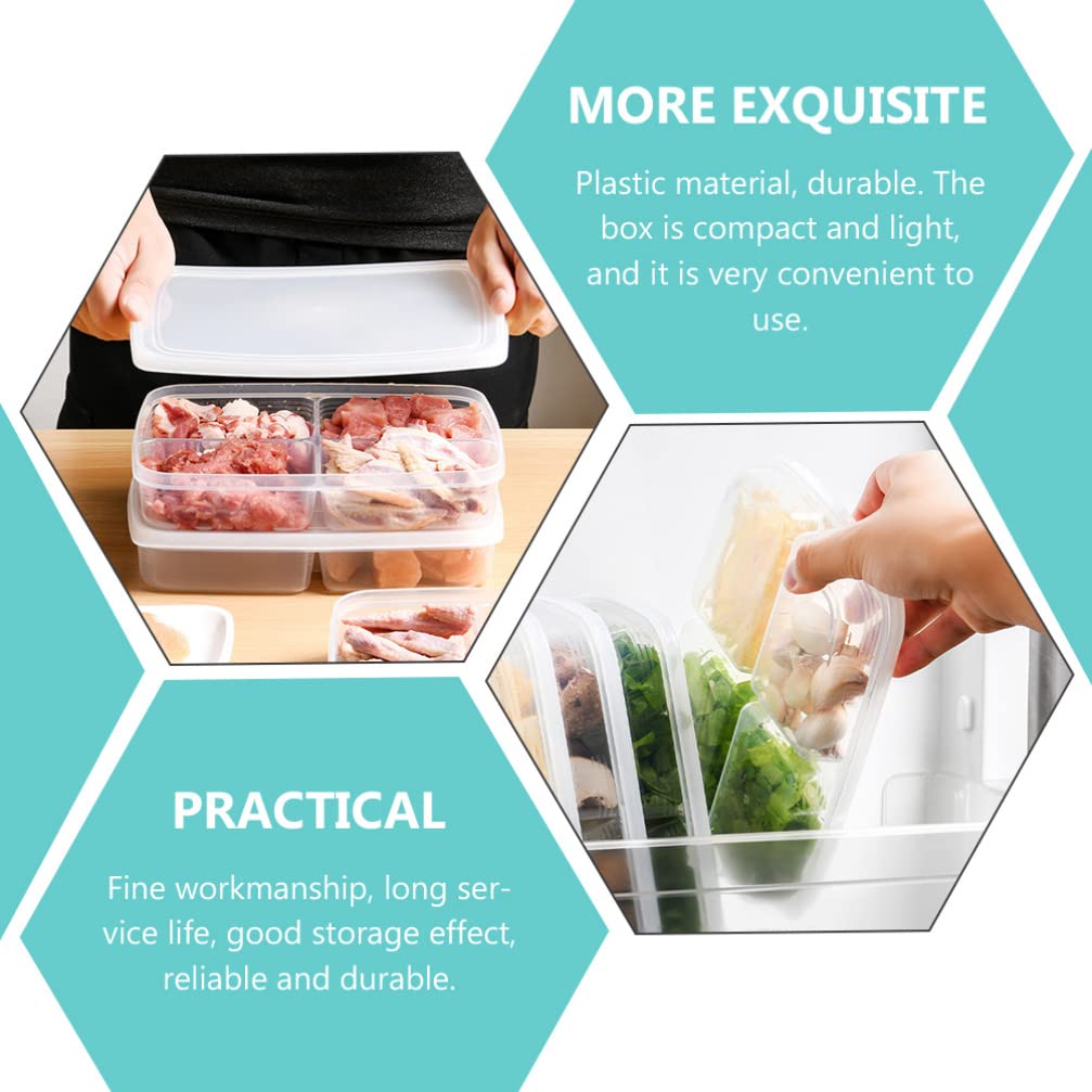 Angoily Veggie Bacon 2pcs Refrigerator Organizer Bins Divided Food Storage Containers with Lids Plastic Snack Container 4 Removable Boxes Stackable for Fridge S Bin Storage Organizer