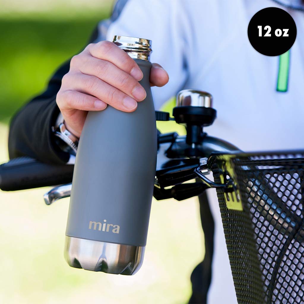 MIRA 12 oz Insulated Water Bottle - Slim Stainless Steel Cola Shape Thermos - Double Wall Hot & Cold Flask (24Hr Cold/12Hr Hot) - Lemon Yellow