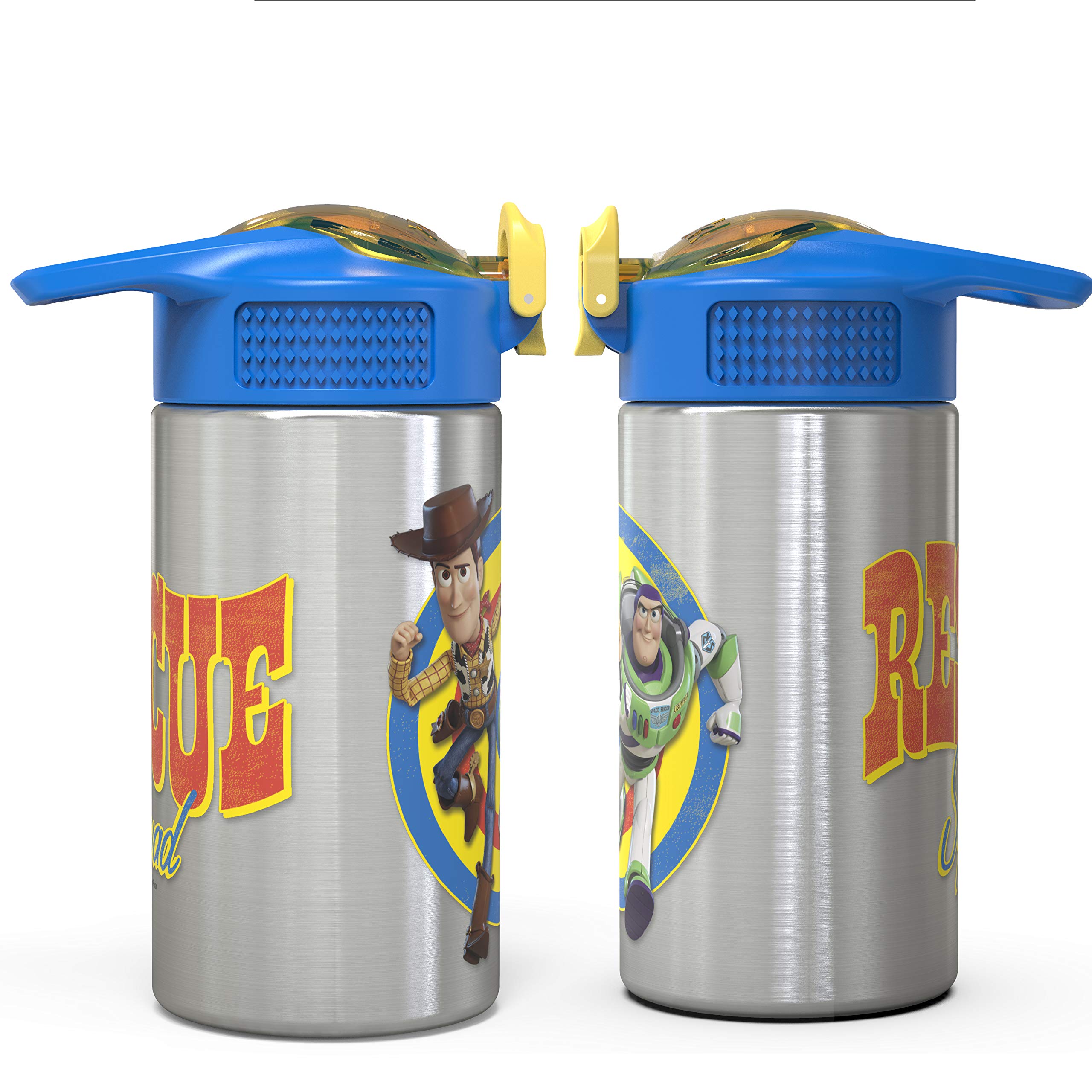 Zak Designs Toy Story 4 Buzz & Woody 15.5 ounce Water Bottle, Non-BPA with One Hand Operation Action Lid and Built-in Carrying Loop, with Straw is Perfect for Kids