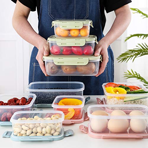 HoleviFO Food Containers Set with Lids Airtight - Plastic Lunch Bento Boxes - Meal Prep Containers, Microwave, Dishwasher, and Freezer Safe (Green)