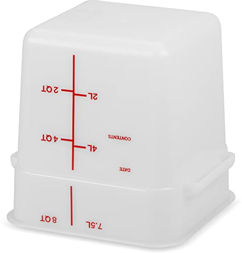 Carlisle FoodService Products Squares Square Food Storage Container with Stackable Design for Catering, Buffets, Restaurants, Plastic, 8 Quarts, White