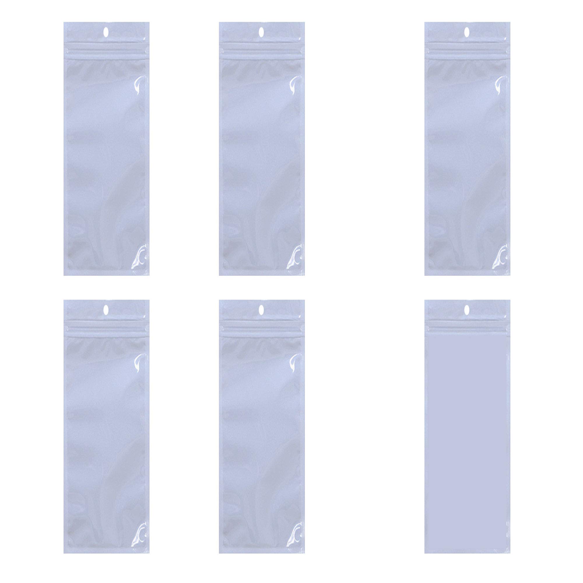 100 Pieces White Front Clear Open Top Plastic Resealable Food Storage Bags,Bags for Candy and Food Packaging,Flat Clear Mylar Ziplock Bags for Coffee Beans Nuts Jewelry (White, 7x20cm/2.7x7.8inch)