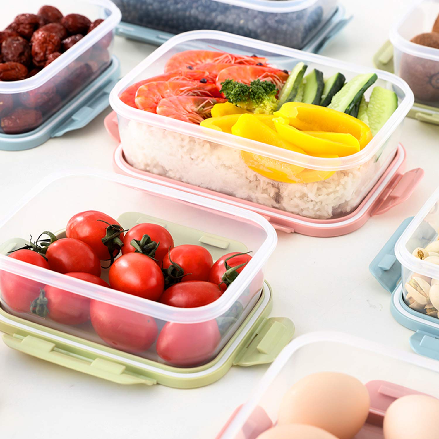 HoleviFO Food Containers Set with Lids Airtight - Plastic Lunch Bento Boxes - Meal Prep Containers, Microwave, Dishwasher, and Freezer Safe (Green)