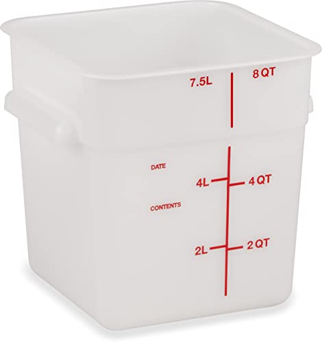 Carlisle FoodService Products Squares Square Food Storage Container with Stackable Design for Catering, Buffets, Restaurants, Plastic, 8 Quarts, White