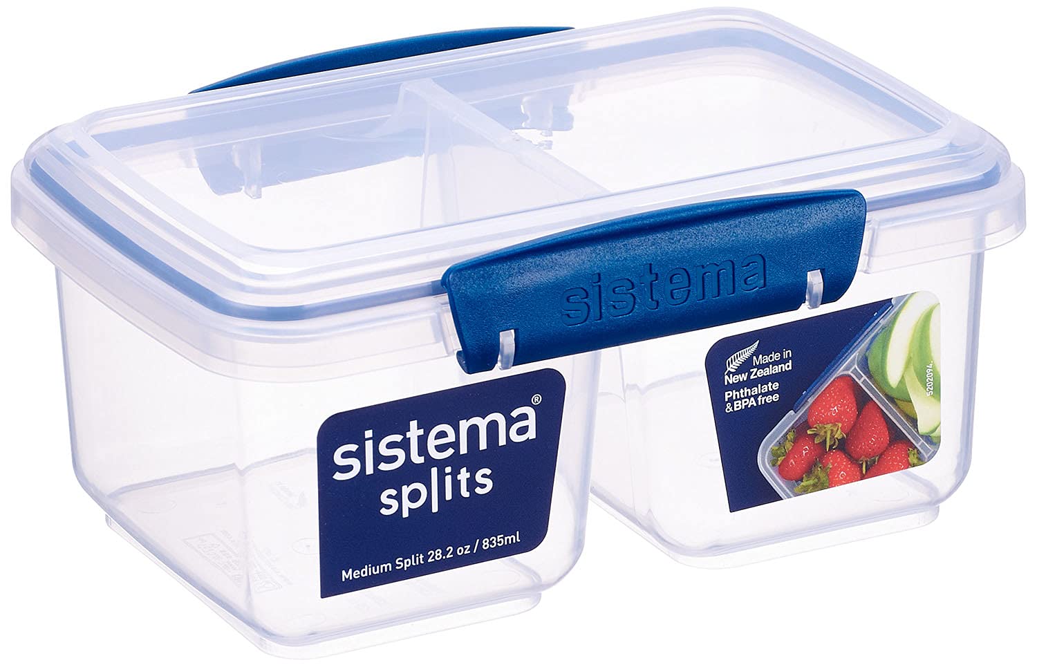 Sistema medium split food container, 835 ml - dark blue and clear