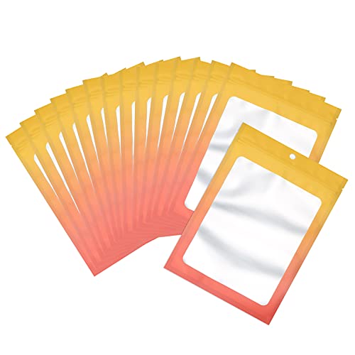 100 Pcs Resealable Mylar Bags, Gradient Color Food Storage Bags, Zip Bag Foil Bags Packaging Pouch for Food Storage, Sample, Small Business (Yellow Orange, 4 X 6 Inch)
