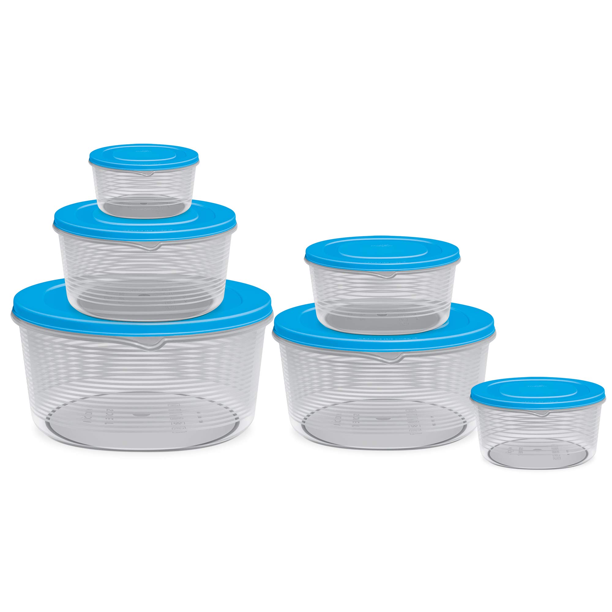 Milton Store It Plastic Container Set of 6, (200 ml, 400 ml, 600 ml, 1 litre, 2 litre, 3 litre), Blue | Air Tight | Stackable | Kitchen Organiser