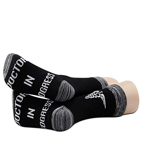 JXGZSO 2 Pairs Doctor Socks Doctor Appreciation Gift Doctor In Progress Socks Medical School Graduation Gift (Doctor In Progress)