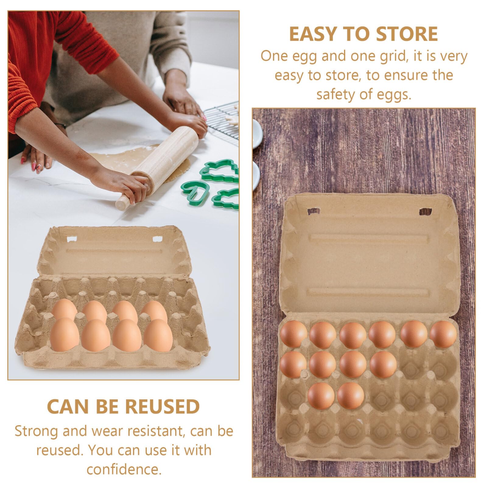 Angoily 6 Pack Empty Egg Cartons 24 Cell Pulp Fiber Egg Tray Holder Egg Storage Containers Strong Sturdy Egg Crate Cardboard Material for Family, Farm, Market, Camping, Picnic, Travel