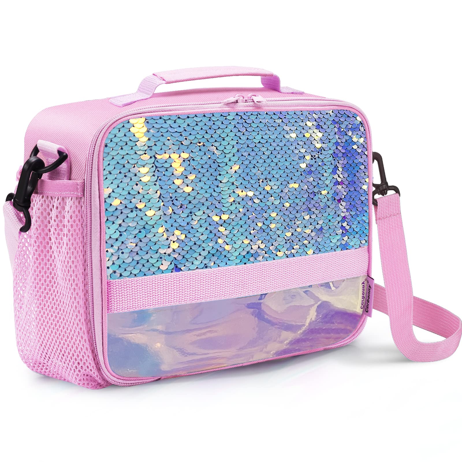 Kids Lunch Box Insulated Kids Lunch Bag,Lunch Box for Girls with Strap and Bottle Holder,Lunch Box for Kids, Toddler Lunch Box with Zipper-Pockets,Girls lunch box Keep Food Cold&Warm for Long Time