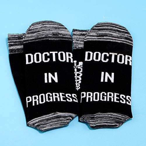 JXGZSO 2 Pairs Doctor Socks Doctor Appreciation Gift Doctor In Progress Socks Medical School Graduation Gift (Doctor In Progress)