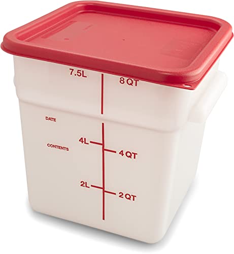 Carlisle FoodService Products Squares Square Food Storage Container with Stackable Design for Catering, Buffets, Restaurants, Plastic, 8 Quarts, White