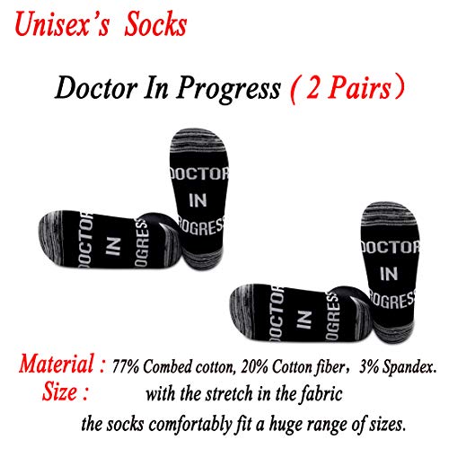 JXGZSO 2 Pairs Doctor Socks Doctor Appreciation Gift Doctor In Progress Socks Medical School Graduation Gift (Doctor In Progress)