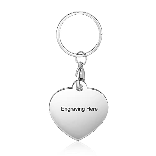 Nauchild Photo Keychain Personalized Heart Key Chain with Engraving Text/Name/Date Anniversary Keychain for Women/Men (silver 1)