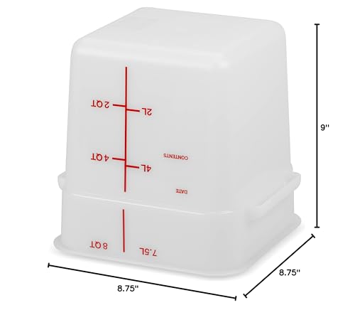Carlisle FoodService Products Squares Square Food Storage Container with Stackable Design for Catering, Buffets, Restaurants, Plastic, 8 Quarts, White
