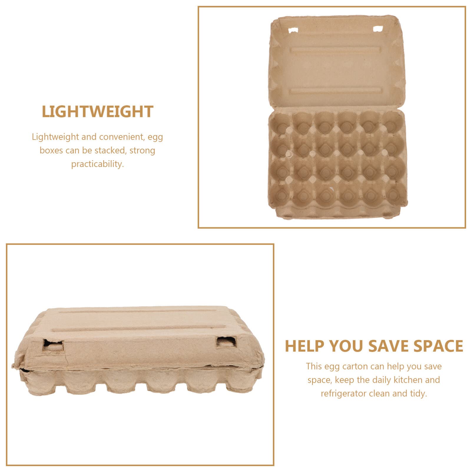 Angoily 6 Pack Empty Egg Cartons 24 Cell Pulp Fiber Egg Tray Holder Egg Storage Containers Strong Sturdy Egg Crate Cardboard Material for Family, Farm, Market, Camping, Picnic, Travel