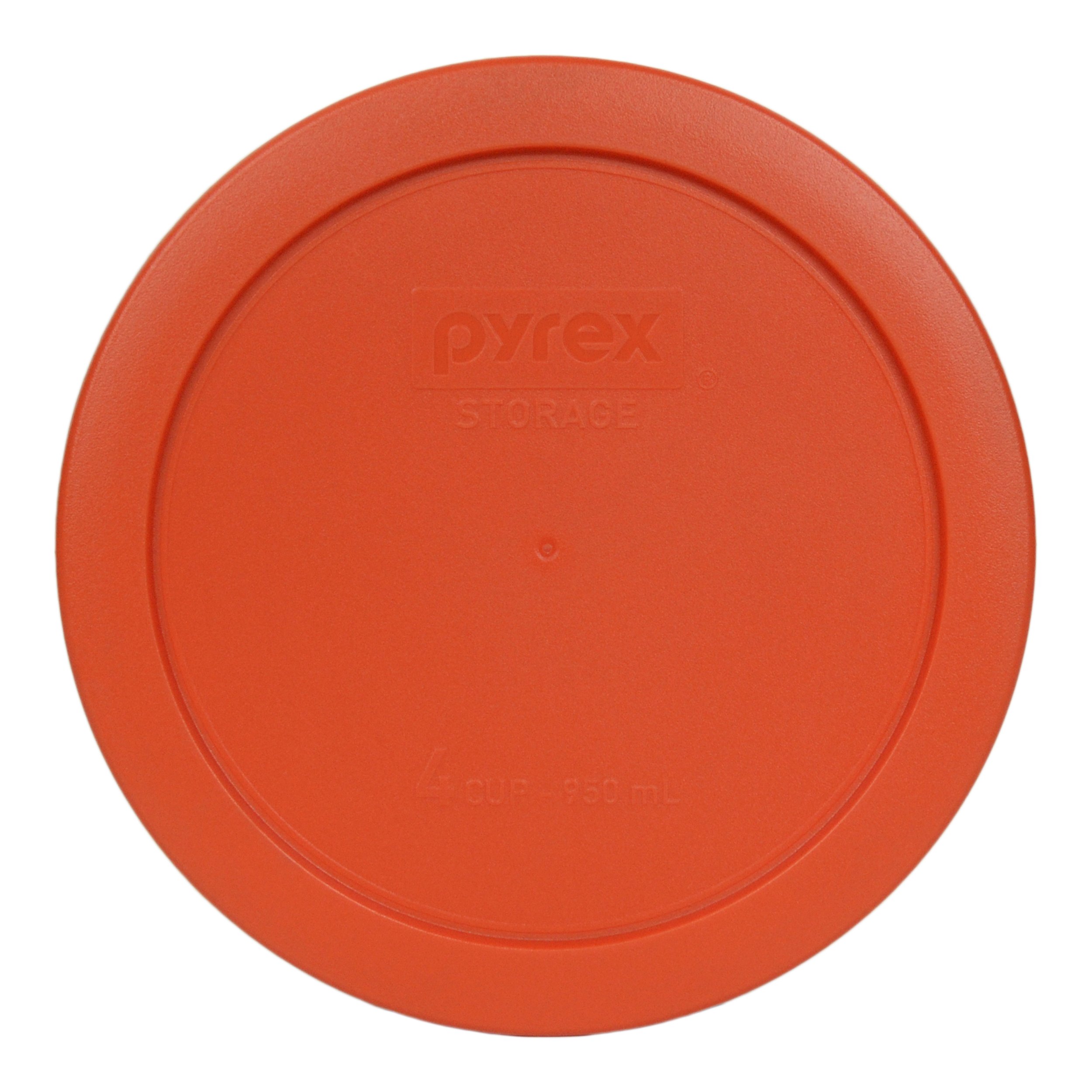 Pyrex 7201-PC Round 4 Cup (4) Butter Yellow, (4) Pumpkin Orange and (4) Edamame Green Plastic Storage Lids, Made in USA
