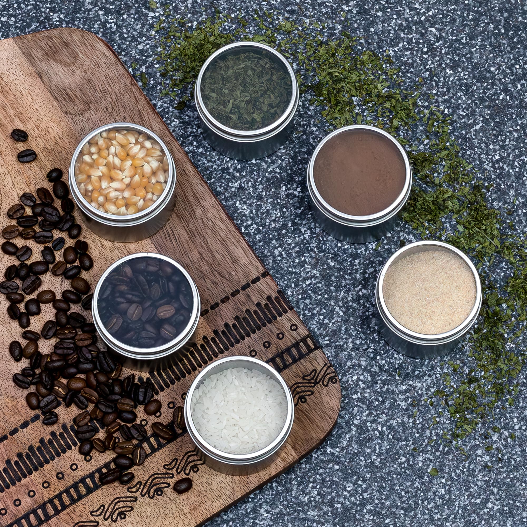 Cornucopia Brands 4-Ounce Round Metal Tins w/View Window Lids (12-Pack); Silver Tins w/Clear Lids