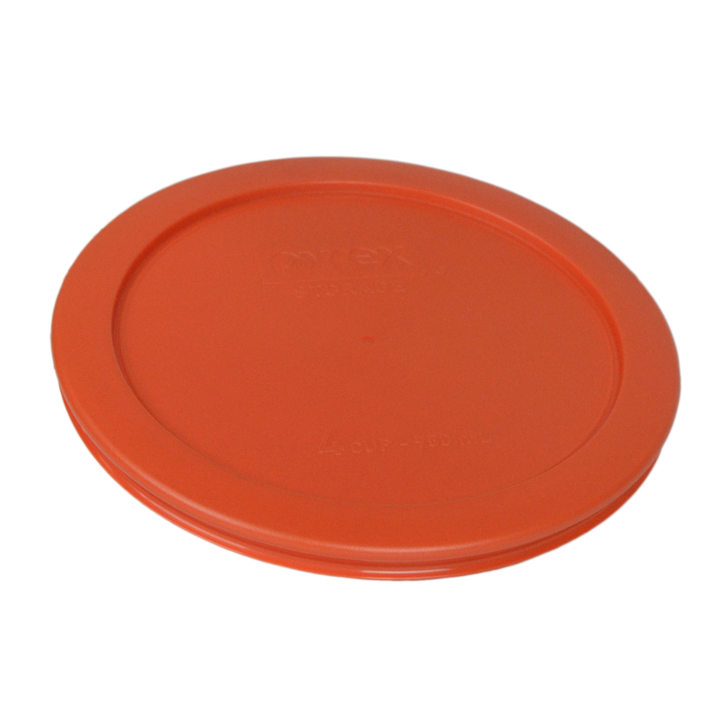 Pyrex 7201-PC Round 4 Cup (4) Butter Yellow, (4) Pumpkin Orange and (4) Edamame Green Plastic Storage Lids, Made in USA