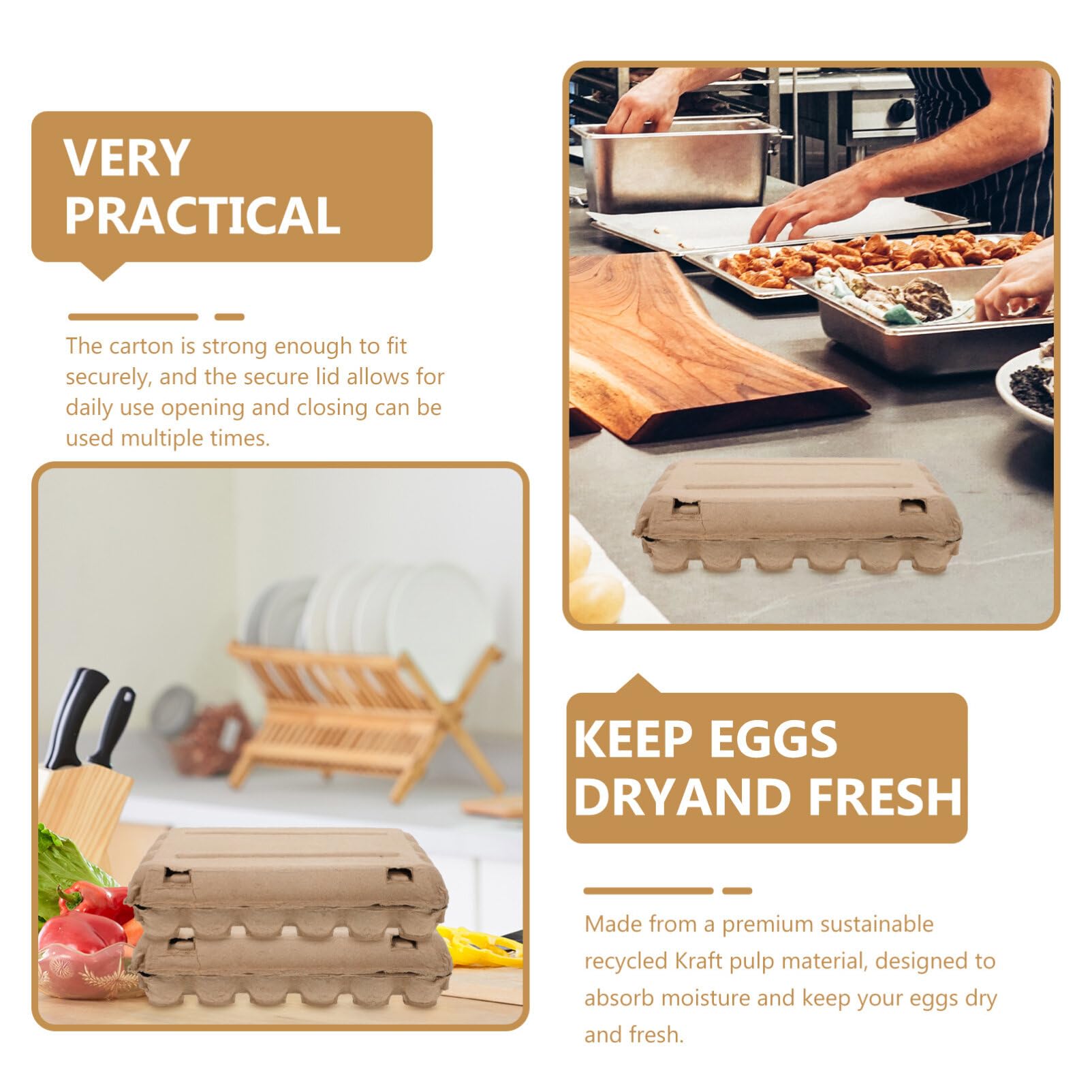 Angoily 6 Pack Empty Egg Cartons 24 Cell Pulp Fiber Egg Tray Holder Egg Storage Containers Strong Sturdy Egg Crate Cardboard Material for Family, Farm, Market, Camping, Picnic, Travel