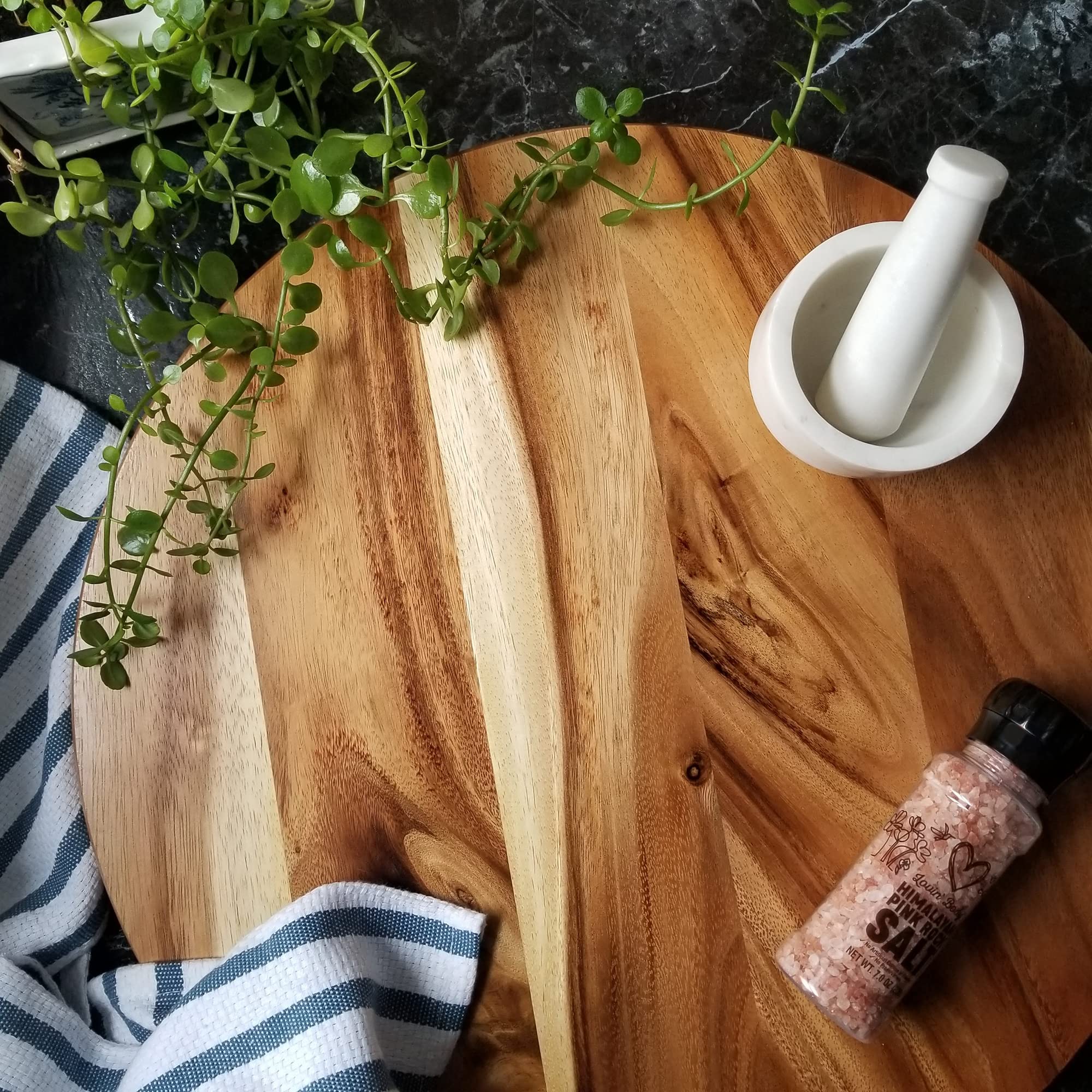 Lipper International Acacia Natural Finish Grand 20" Turntable Lazy Susan for Table or Pantry