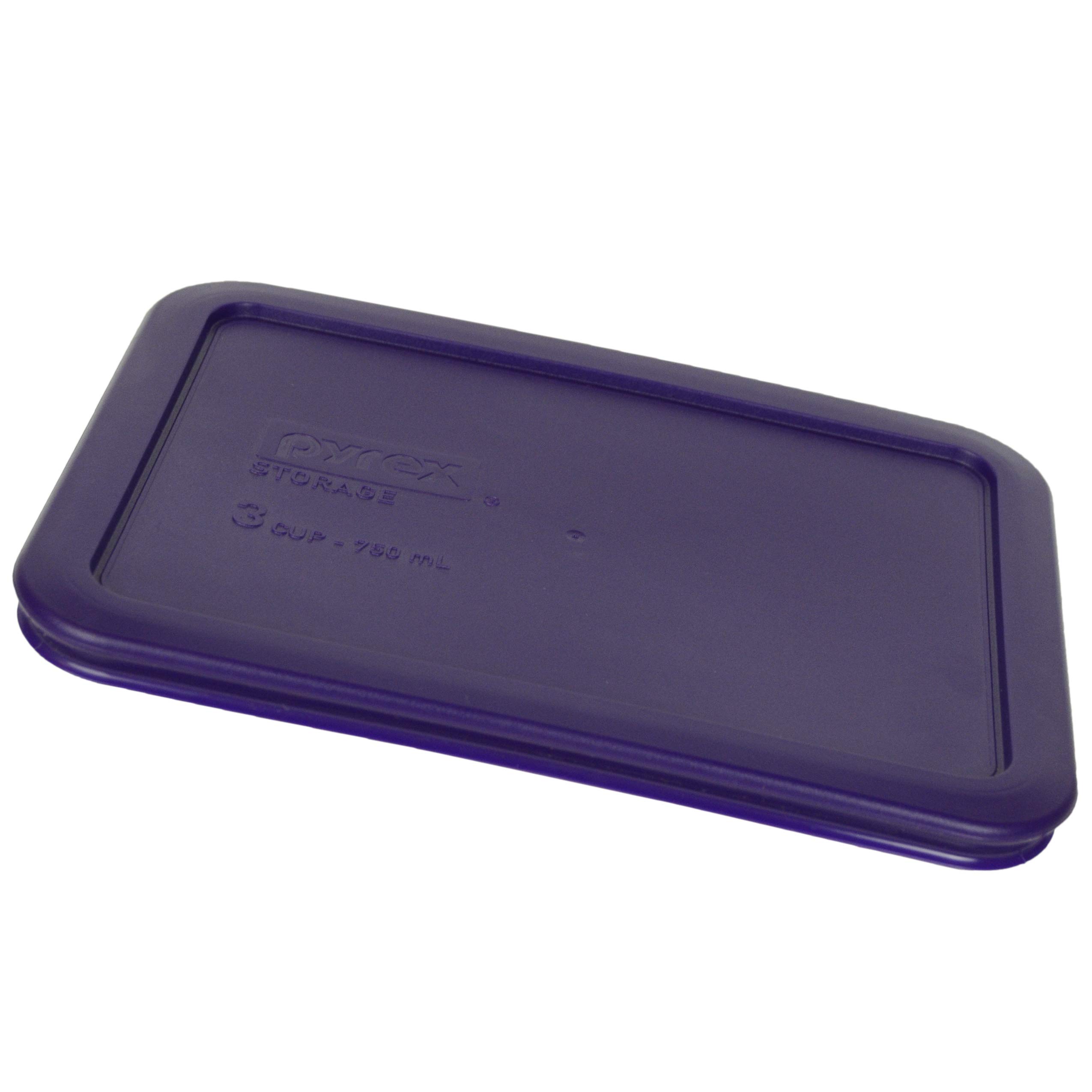 Pyrex 7210-PC 3 Cup Purple Rectangle Plastic Food Storage Lid, Made in USA - 4 Pack