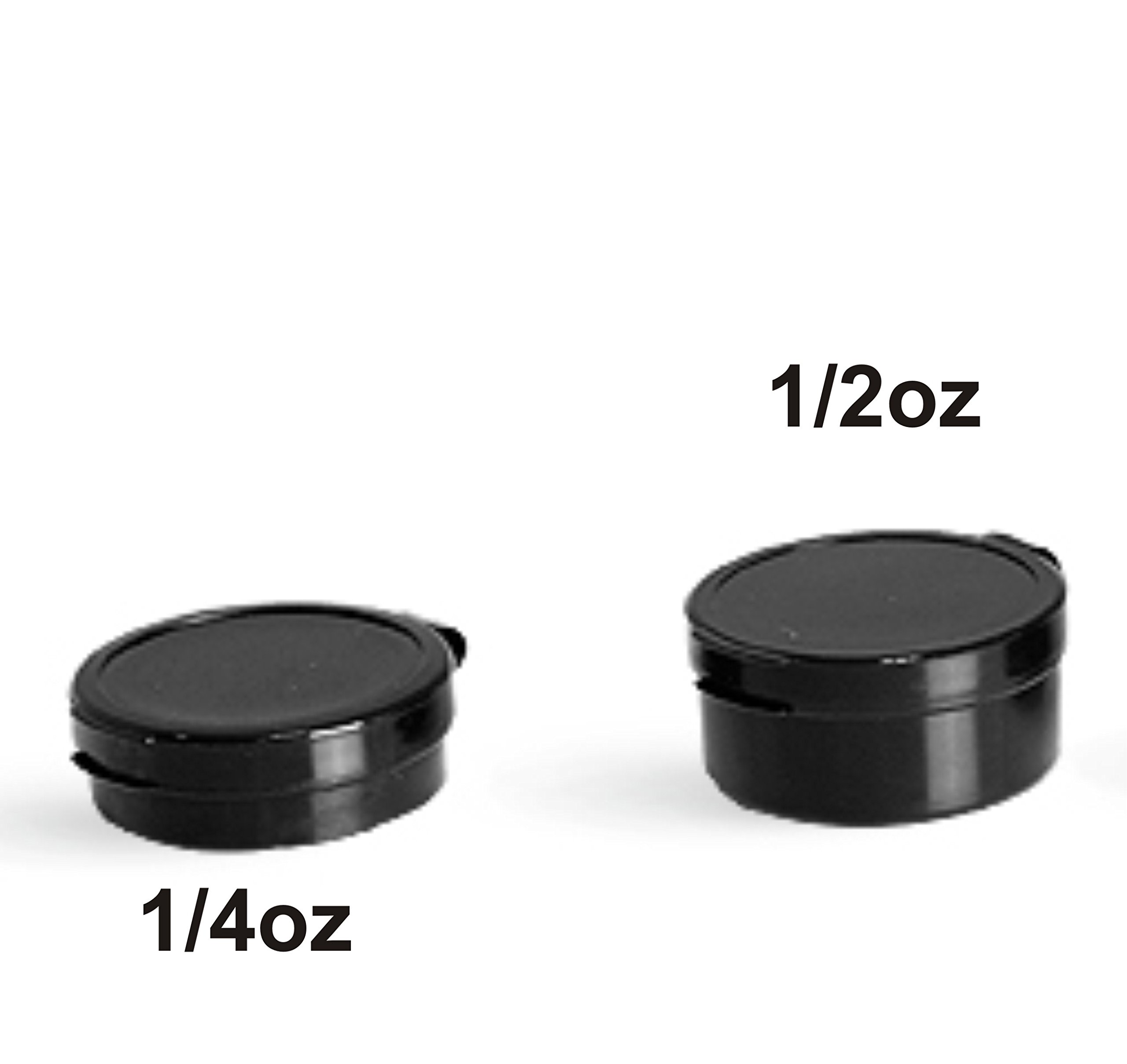 Magnakoys® 1/4oz & 1/2oz Plastic Vial Containers with Hinged Top Lids for Crafts Pills Geocaching (10, Black 1/4 oz)