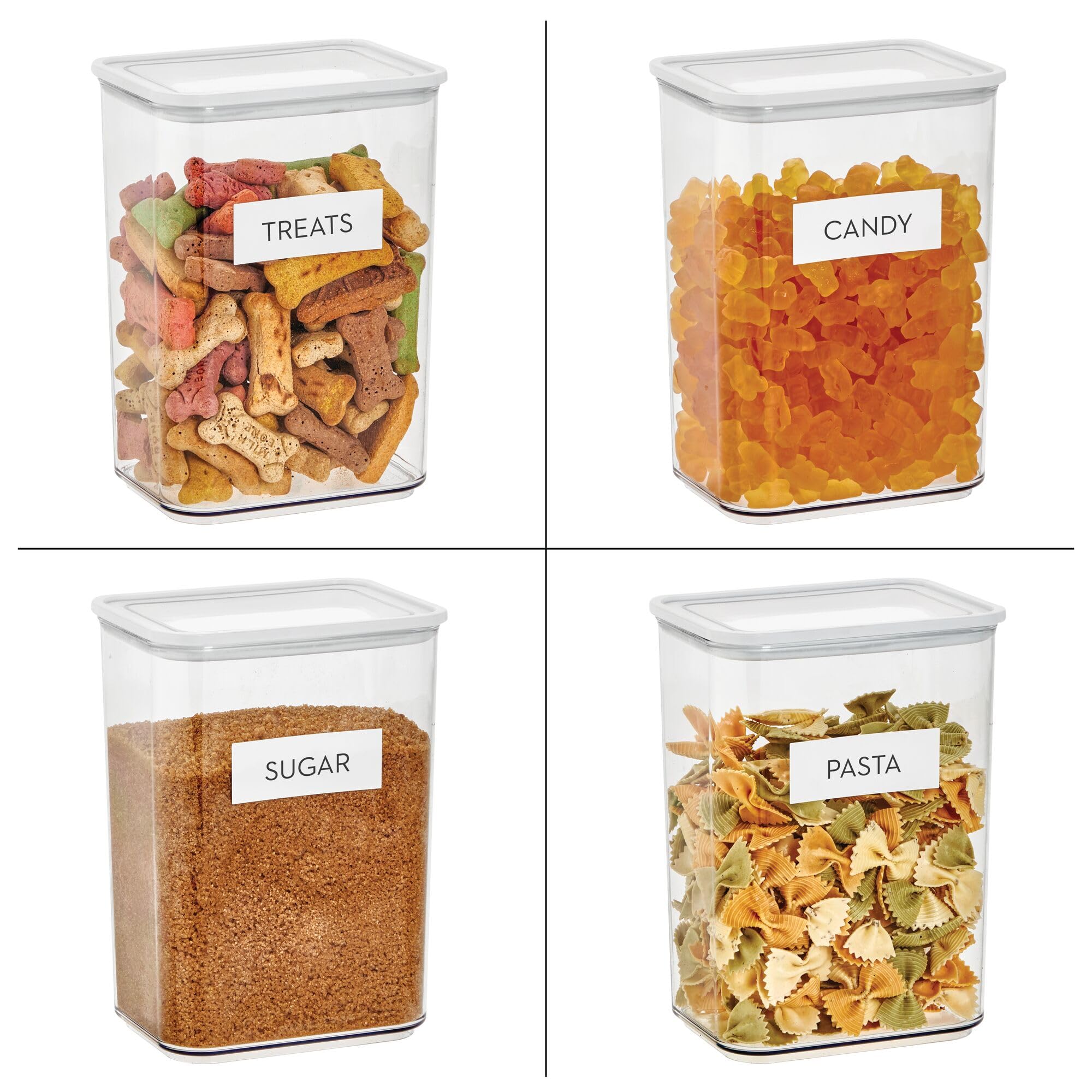 iDesign Recycled Plastic 18.2-Cup Stackable Kitchen and Pantry Storage Canister, Clear/White