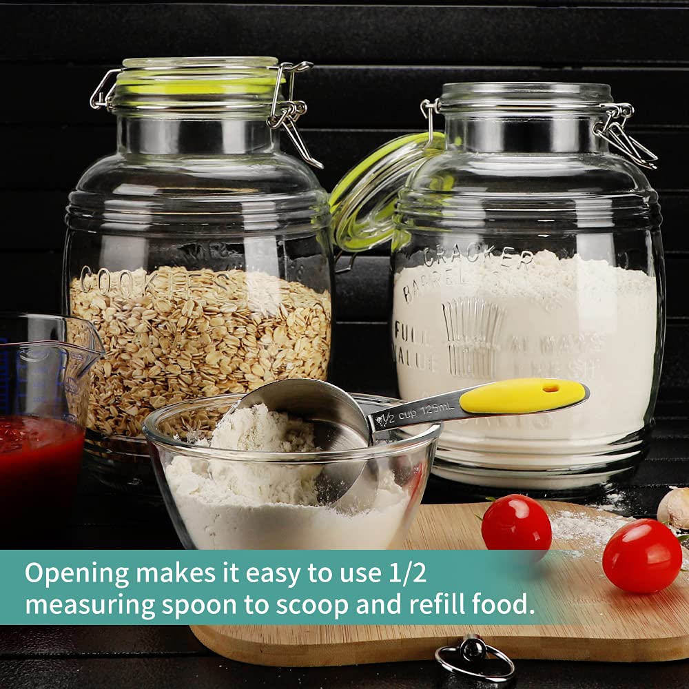 Qianfenie 98 oz Glass Jars with Lids - Glass Storage Jars, 3 Quarts Barrel Jars with Airtight Lids for Kitchen Canisters, 2 Pack