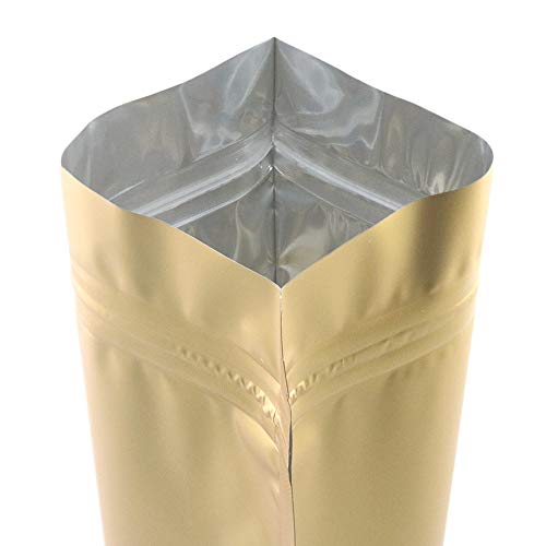 QQ Studio 100 Matte Metallic Color with Frosted Window Display Stand-Up Resealable QuickQlick Bags (5.5" x 7.9", Matte Gold)