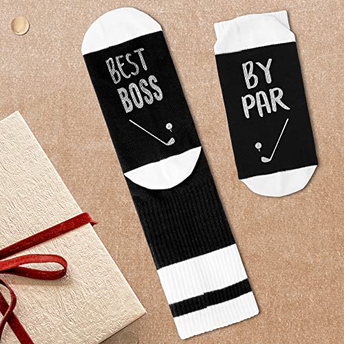 GOTAHAU 1 Pair of Golf Socks, Best Boss By Par, Novelty Christmas Birthday Gifts For Boss -066