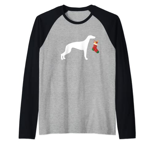 Greyhound Christmas Stocking Stuffer Dog Raglan Baseball Tee