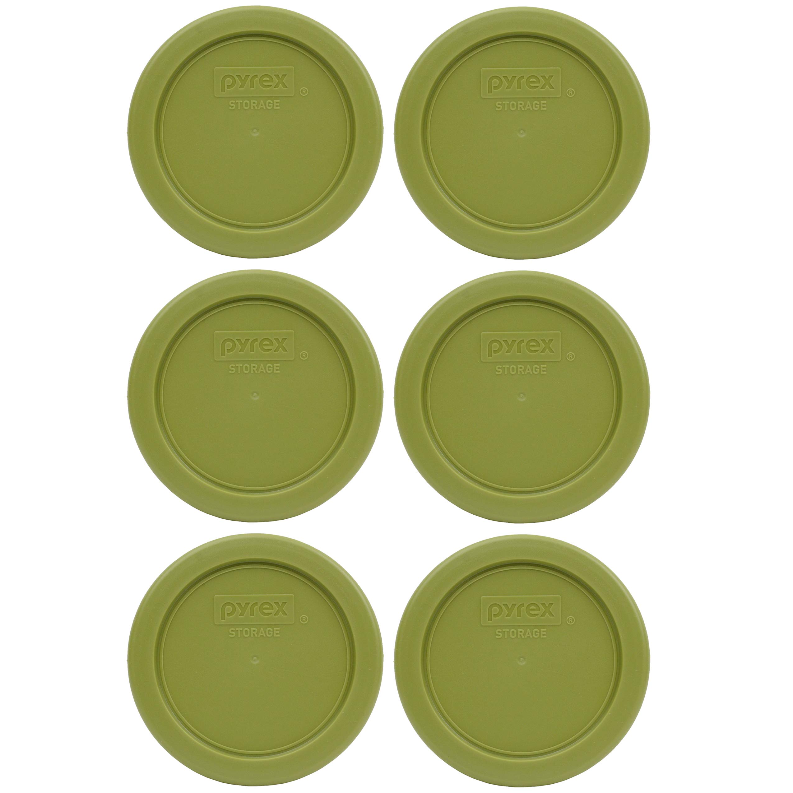 Pyrex 7202-PC Olive Green Plastic Food Storage Replacement Lid, Made in USA - 6 Pack