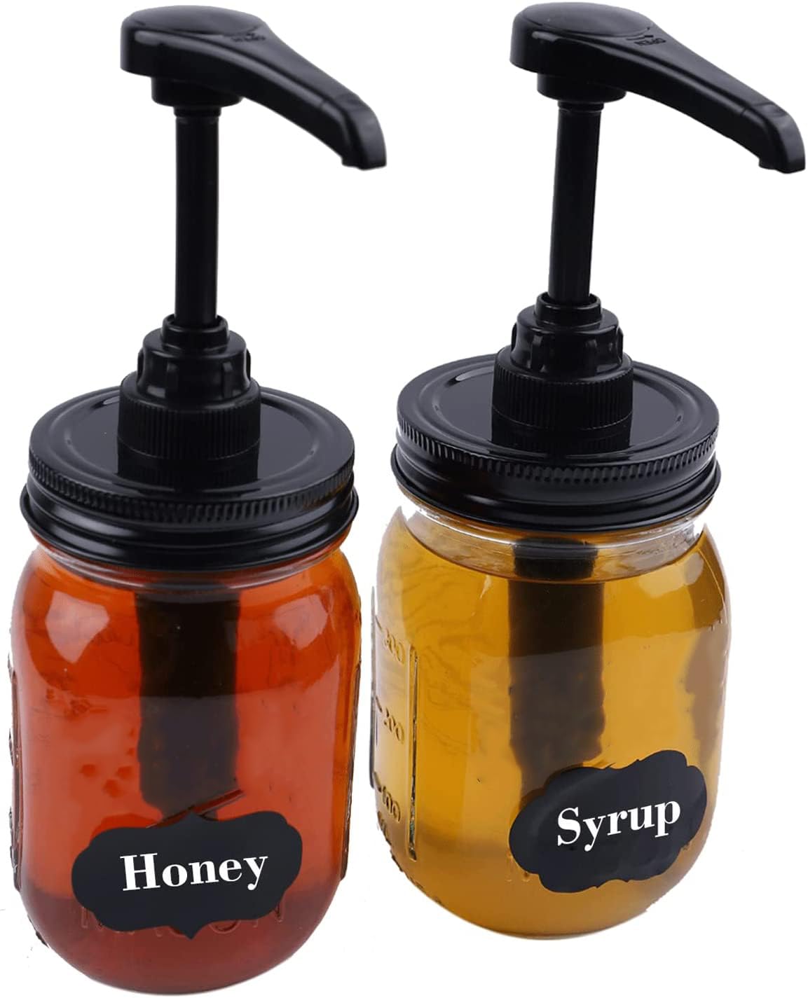 GLUKIEWT Mason Jar Syrup Dispenser Pump Lids For Regular Mouth Jar (2 Pack) Coffee Syrup Dispenser Food Grade,Airtight & Leak & Rust Proof Dispenser Pump Lids (Jar Not Included)