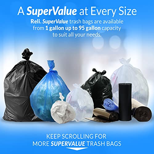 Reli. 13 Gallon Trash Bags, Black (250 Count) Tall Kitchen Garbage Bags 13 Gallon - 16 Gallon, Black Trash Can Liners