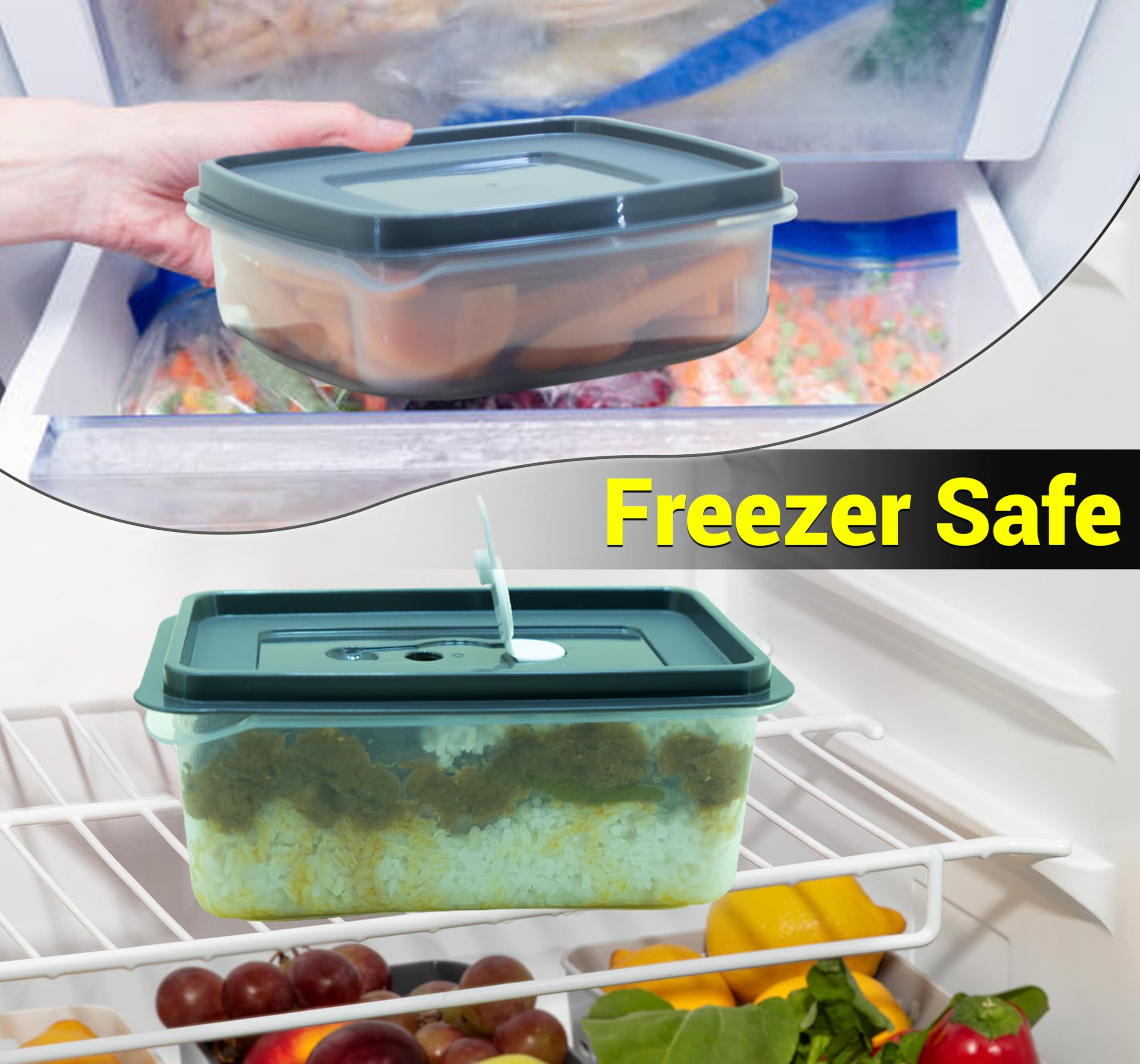 Neez Plastic Food Storage Box With Lids- Clear Containers Air Tight Snap-On Lock for Fridge, Kitchen - Reusable, Stackable, Freezable, Microwavable Organiser Sets (Pack of 7)