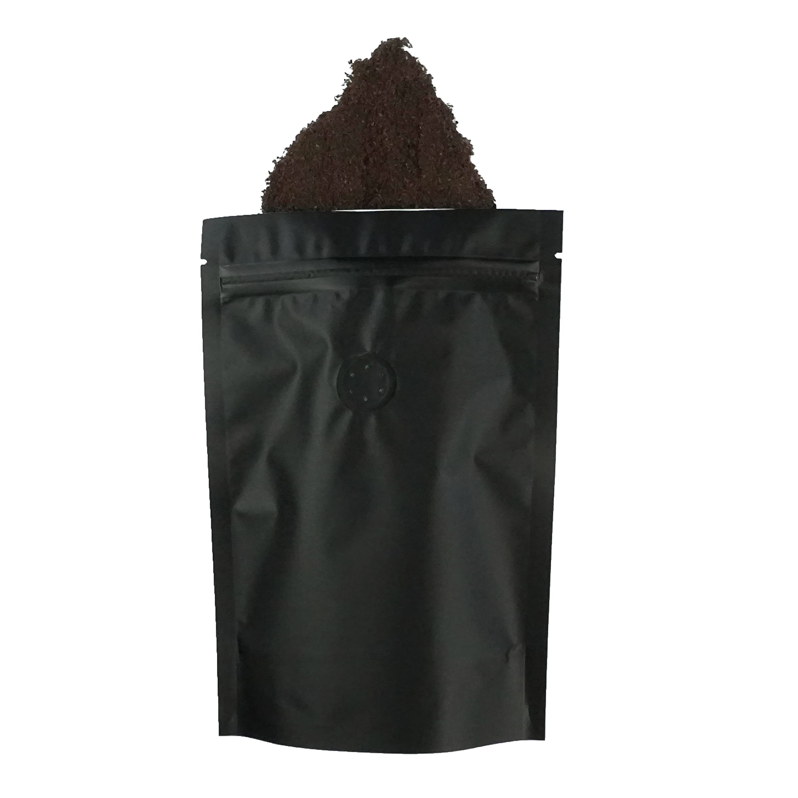 QQ Studio Foil Coffee Packaging Bags with Zipper and Degassing Valve for Whole and Ground Coffee (Black, 6oz (Pack of 50 Bags))