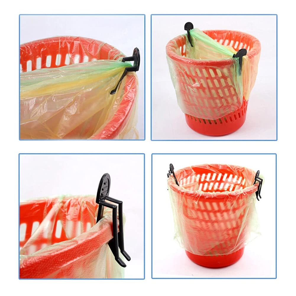 AKOAK 10 Pcs Trash Can Clip Trash Bag Fixer Increase Anti-Skid Black Plastic Paper Tube Fixer Bracket Household Articles