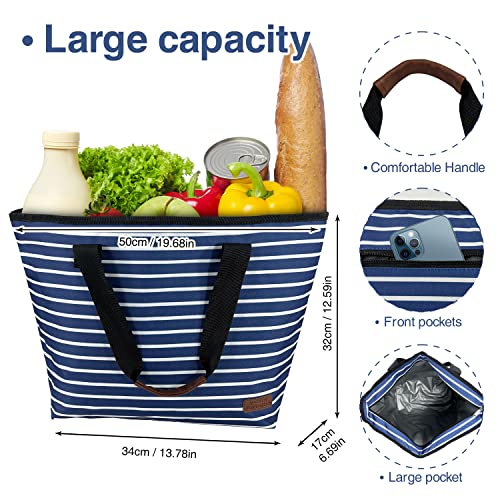 Yuzerfortalbe Large Cooler Bag Insulated Blue 30can 18L,Leakproof Soft Coolers Insulated Tote Bag, Reusable Grocery Bag ,Lunch Box Lunch Bag for Picnic Beach Camping.