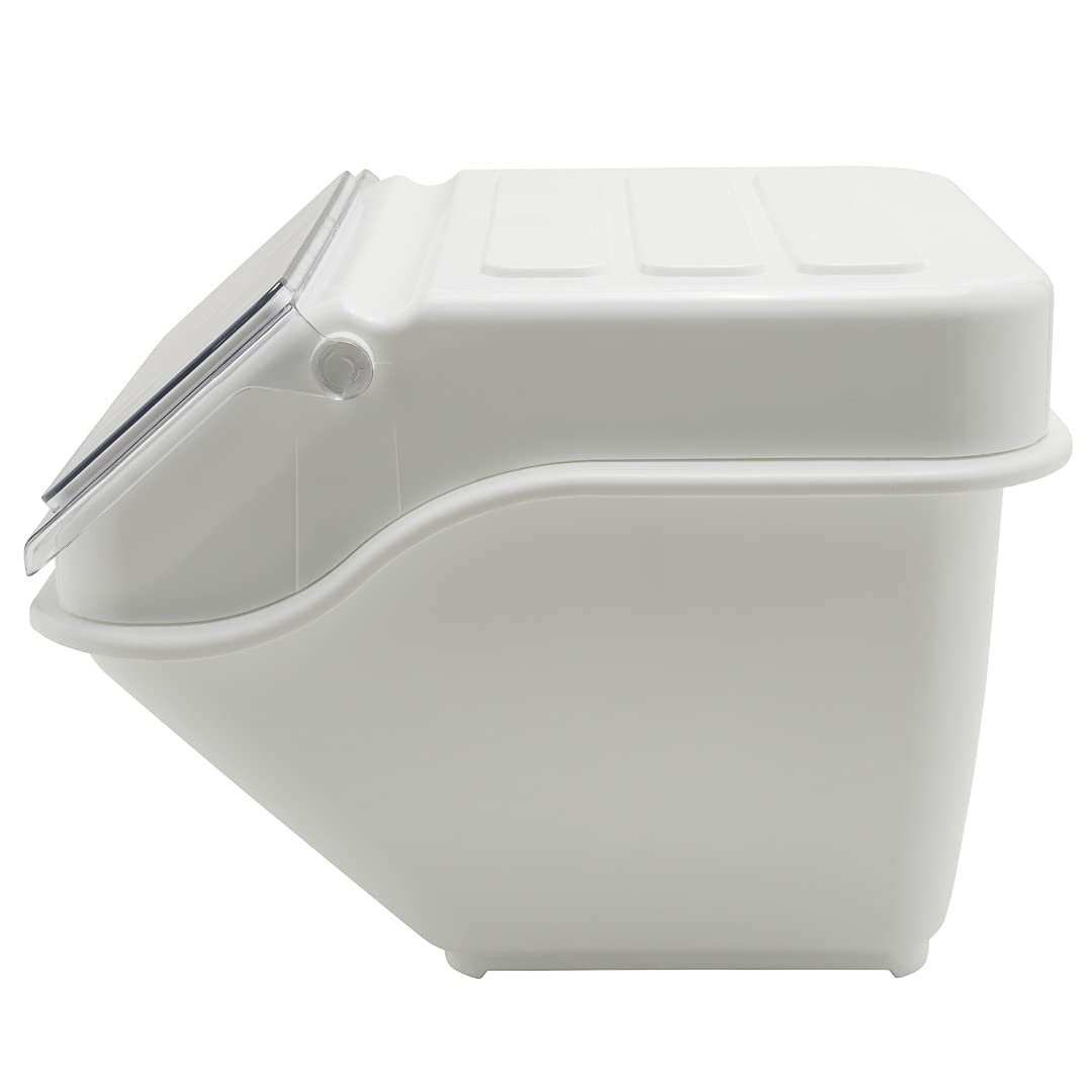 Restaurantware Met Lux 13 Gallon Ingredient Bin 1 With Lid Food Storage Bin - With Measuring Scoop Stackable White Plastic Commercial Flour Bin Easy Access For Kitchen Or Storage