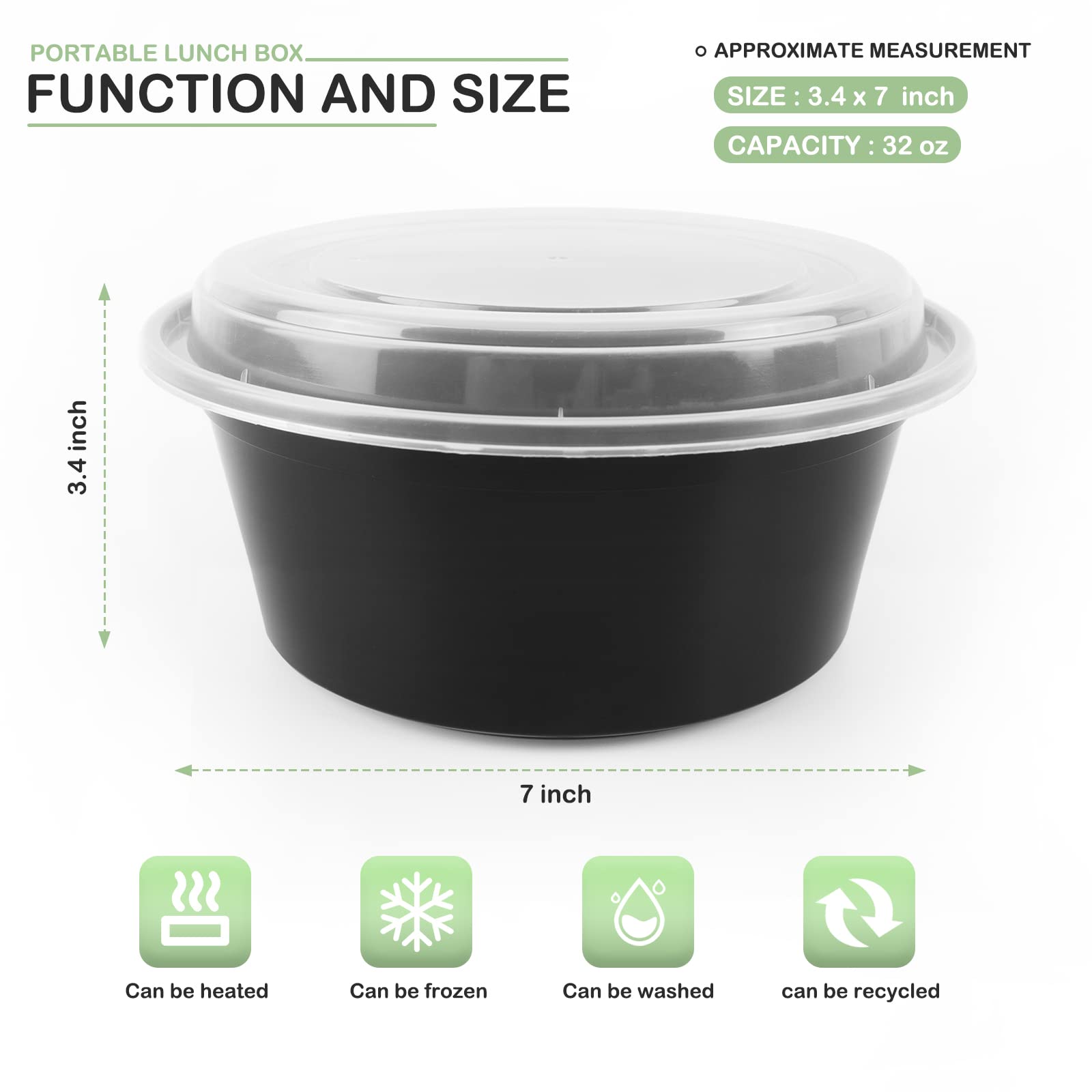 MBC MAT BOARD CENTER, 150-Pack (38 Oz) 1-Compartment Food Container-Round Meal Prep Bowls with Lid-Portable Lunch Box-Stackable-Bpa Free-Freezer/Microwave/Dishwasher Safe-Reusable Storage
