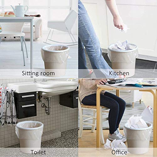 2 Gallon 80 Counts Strong Trash Bags Garbage Bags by Teivio, Bathroom Trash Can Bin Liners, Small Plastic Bags for home office kitchen, Clear