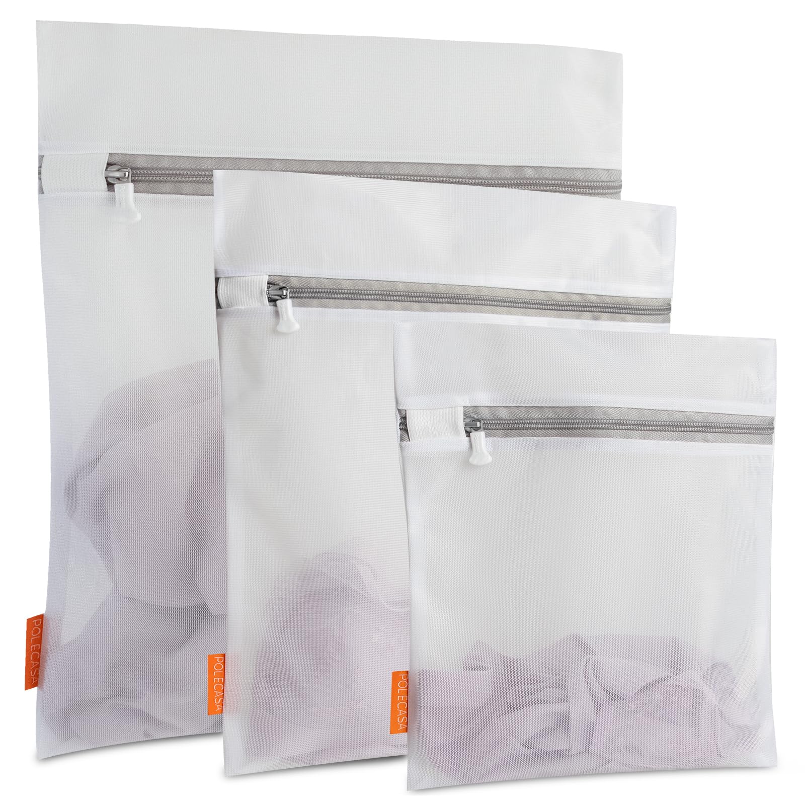 Polecasa 5 Pack Durable Fine Mesh Laundry Bags with Premium Zipper and Hanging Loop for Lingerie and Delicates, 1 XXL, 1 XL, 1 Large, 1 Medium, 1 Small