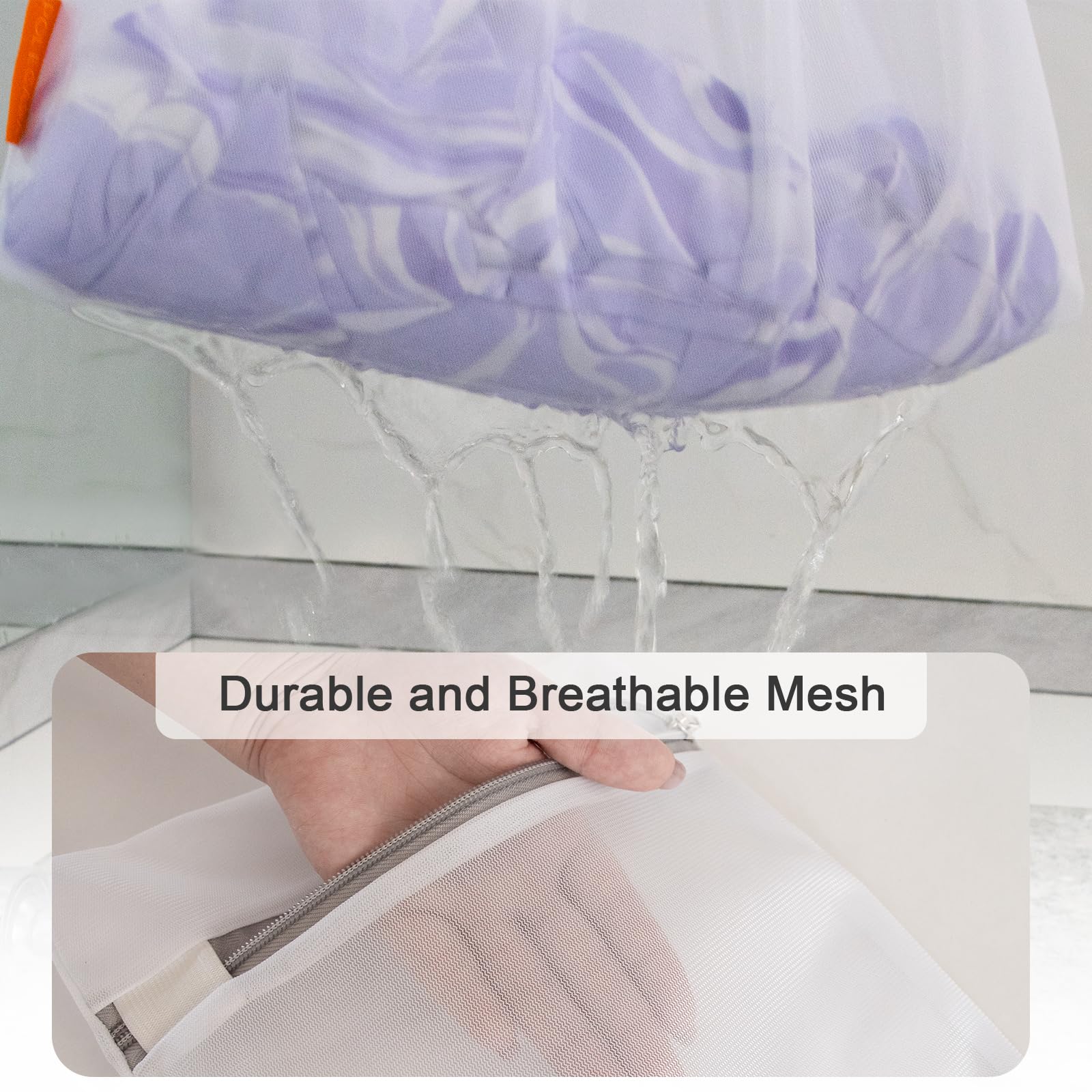 Polecasa 5 Pack Durable Fine Mesh Laundry Bags with Premium Zipper and Hanging Loop for Lingerie and Delicates, 1 XXL, 1 XL, 1 Large, 1 Medium, 1 Small