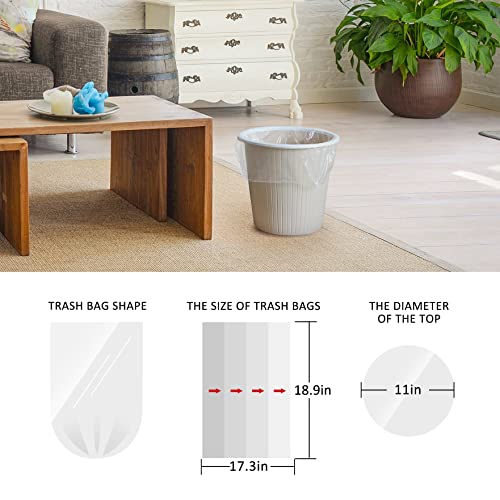2 Gallon 80 Counts Strong Trash Bags Garbage Bags by Teivio, Bathroom Trash Can Bin Liners, Small Plastic Bags for home office kitchen, Clear