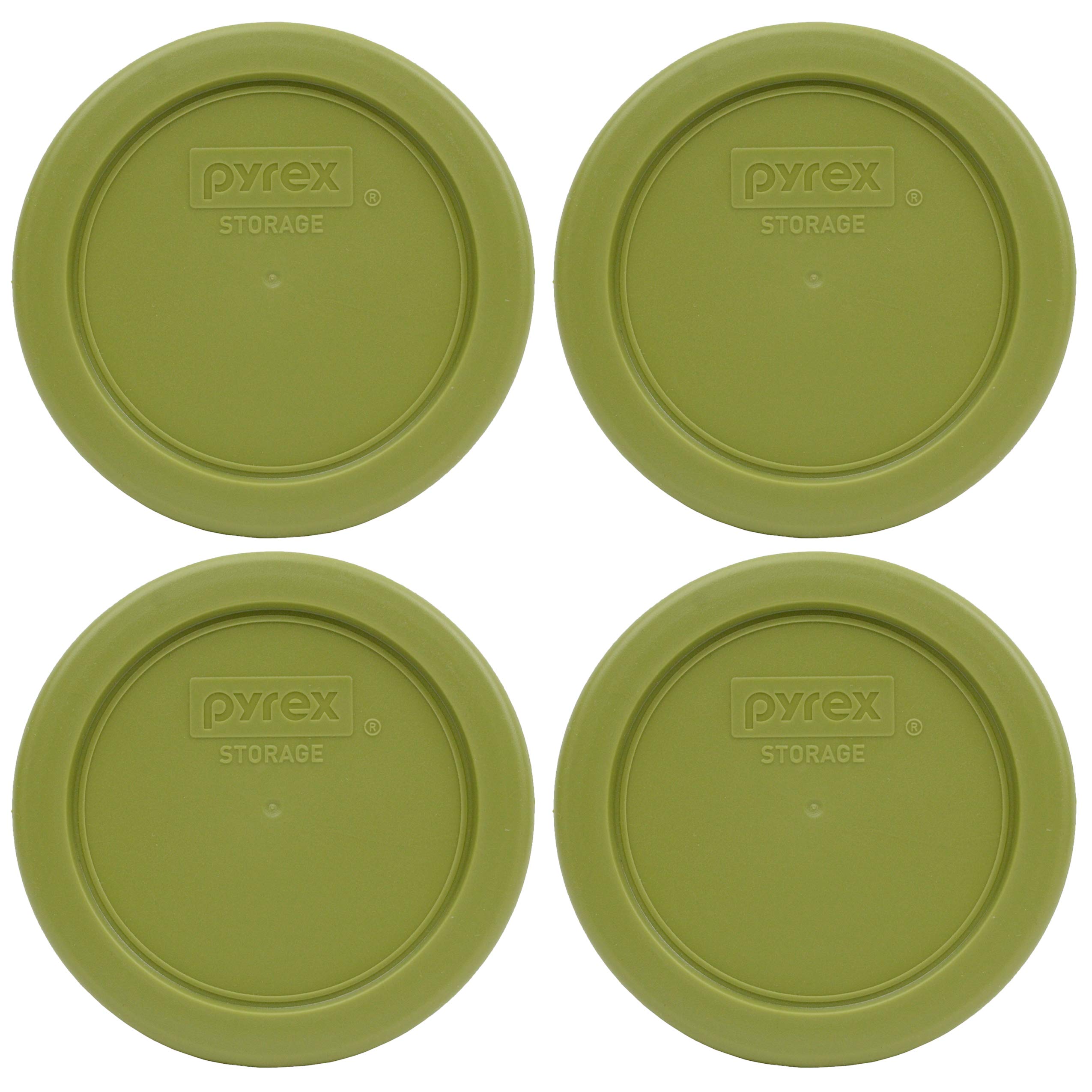 Pyrex 7202-PC Olive Green Plastic Food Storage Replacement Lid, Made in USA - 4 Pack